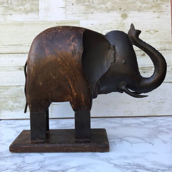 Art | Pier One Metal And Wood Elephant Statue | Poshmark
